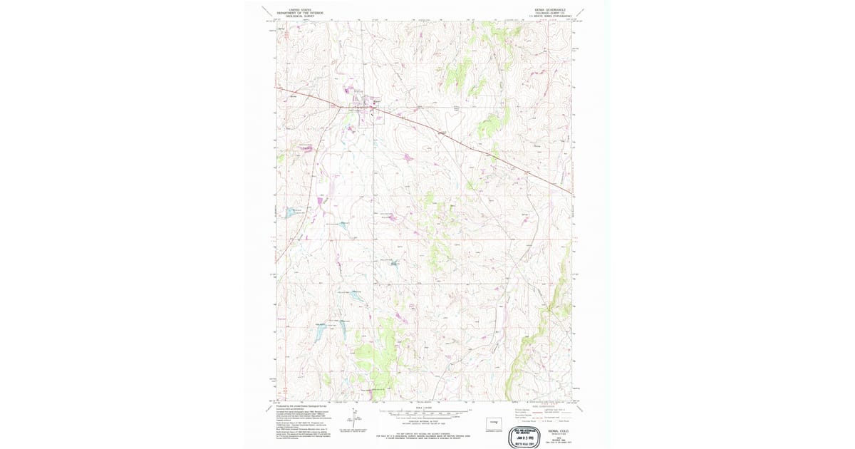 1970 Map of Kiowa, CO — High-Res, 1994 Print | Pastmaps