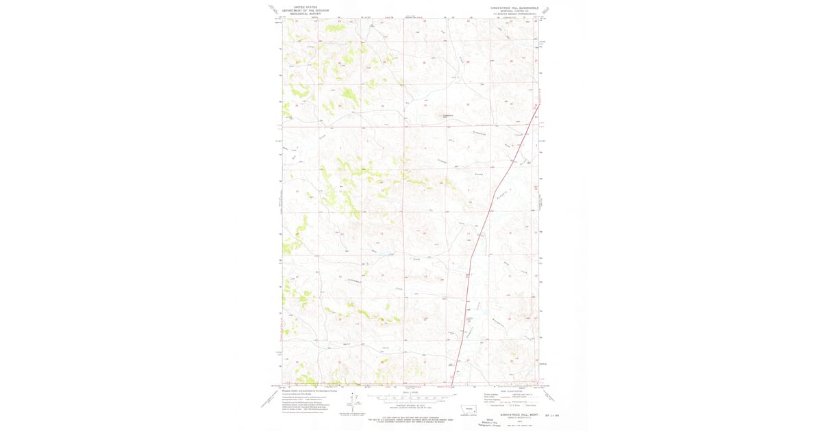 1973 Map of Kirkpatrick Hill, Custer County, MT — High-Res | Pastmaps