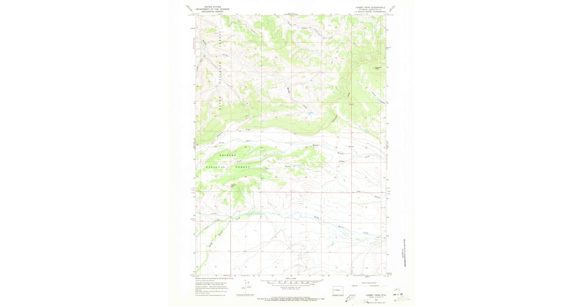 1967 Map of Kismet Peak, Sublette County, WY — High-Res | Pastmaps