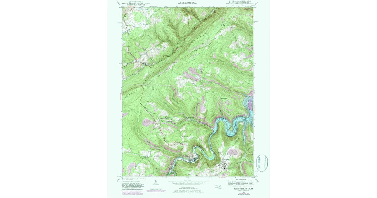 1948 Map of Kitzmiller, MD — High-Res, 1984 Print #2 | Pastmaps