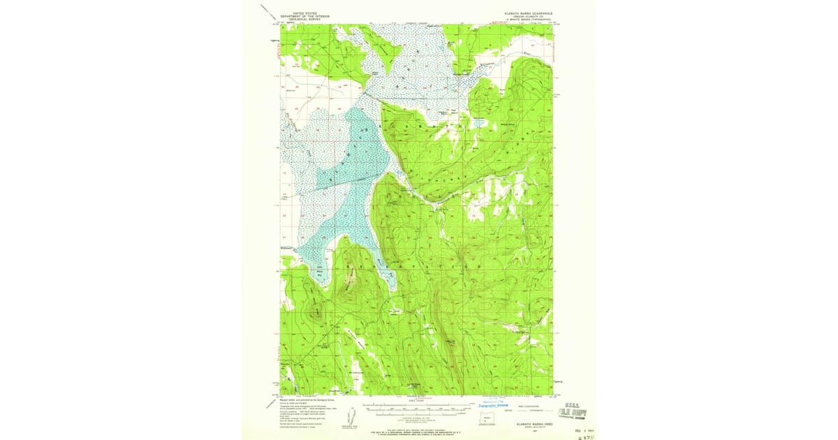 1957 Map of Klamath Marsh, Klamath County, OR — High-Res | Pastmaps