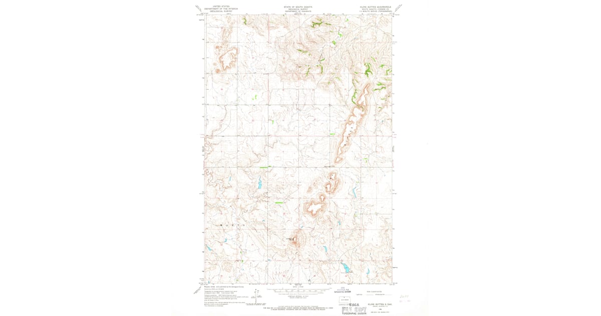 1966 Map of Kline Buttes, Corson County, SD — High-Res | Pastmaps