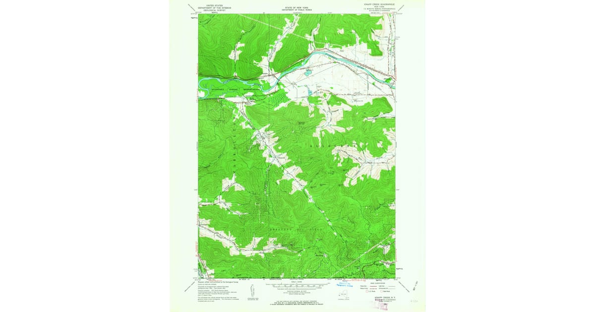 1961 Map of Knapp Creek, Cattaraugus County, NY — High-Res | Pastmaps