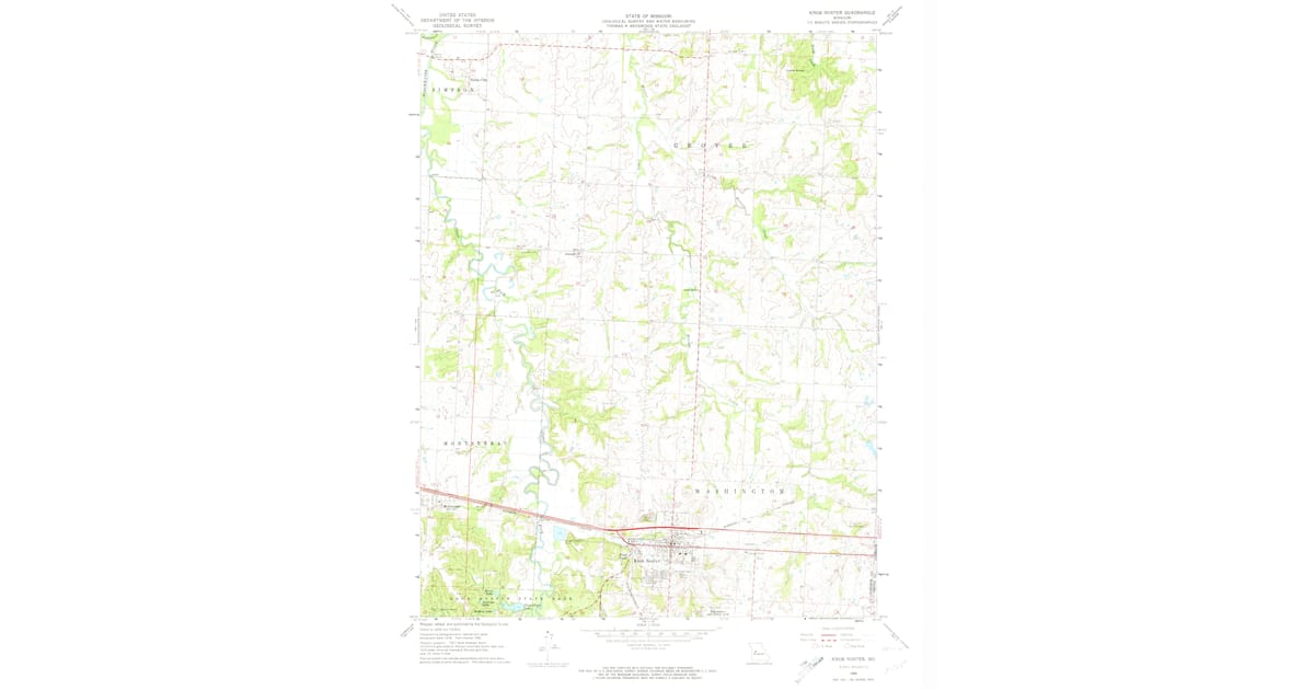 1962 Map of Knob Noster, MO — High-Res, 1974 Print | Pastmaps