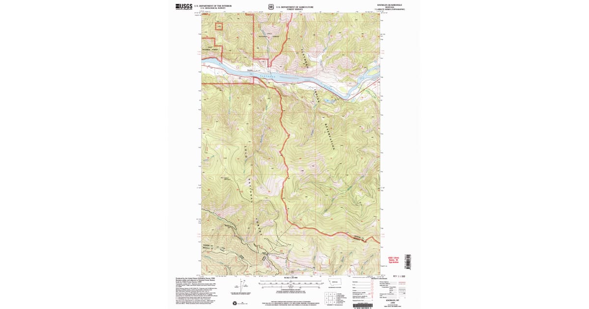 1999 Map of Knowles, Sanders County, MT — High-Res | Pastmaps