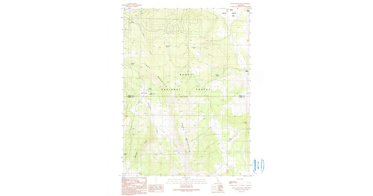 1990 Map of Knox Mountain, Modoc County, CA — High-Res | Pastmaps