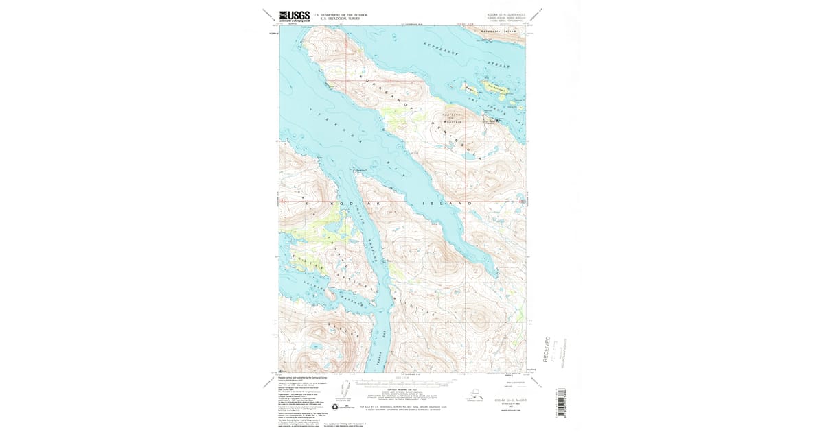1952 Map of Kodiak D-4, Kodiak Island Borough, AK — High-Res, 1987 ...