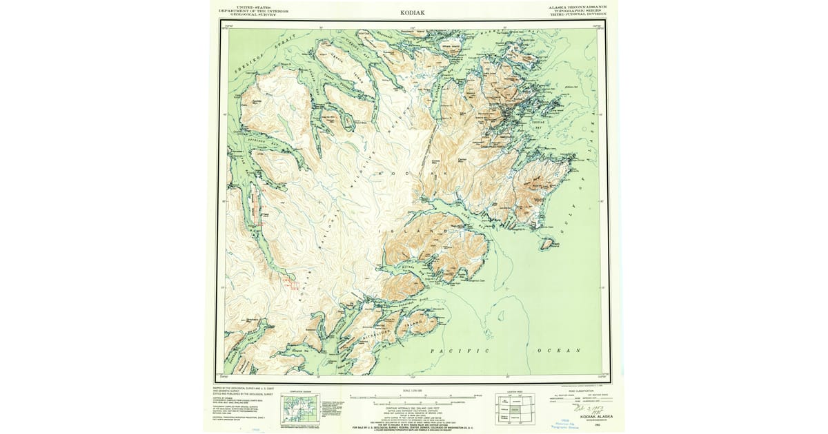 1952 Map of Kodiak, AK — High-Res | Pastmaps