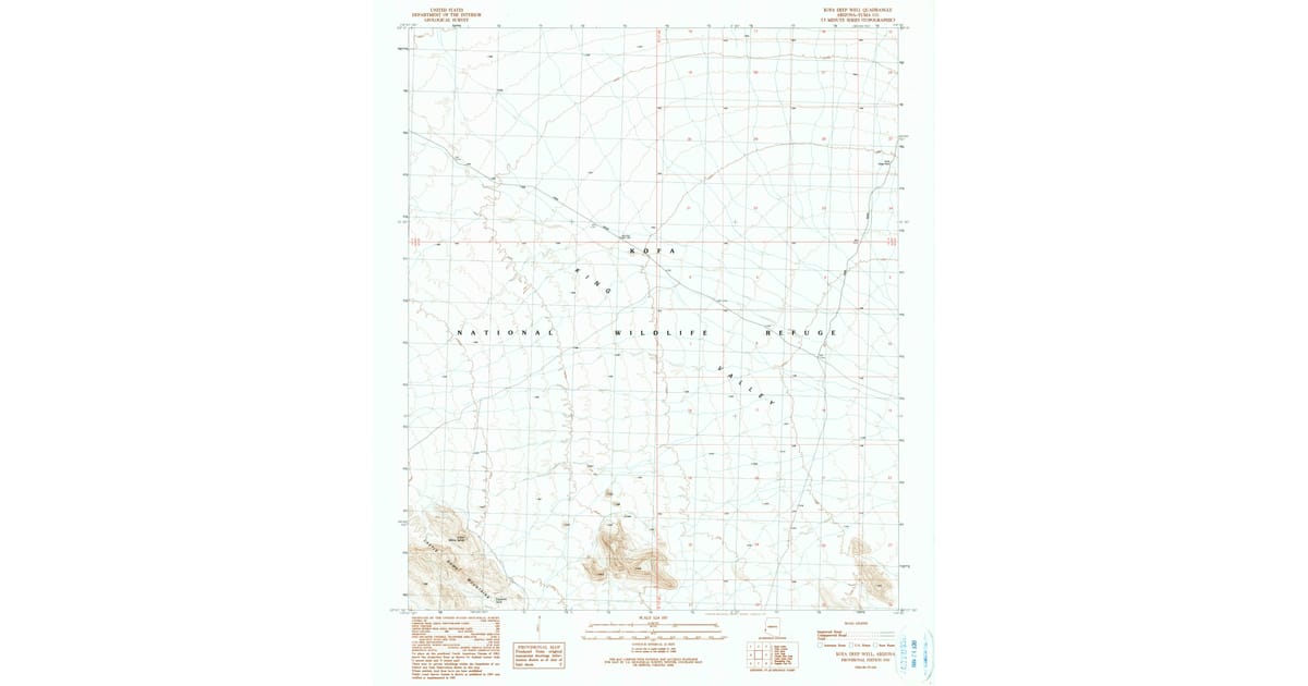 1990 Map of Kofa Deep Well, Yuma County, AZ — High-Res | Pastmaps