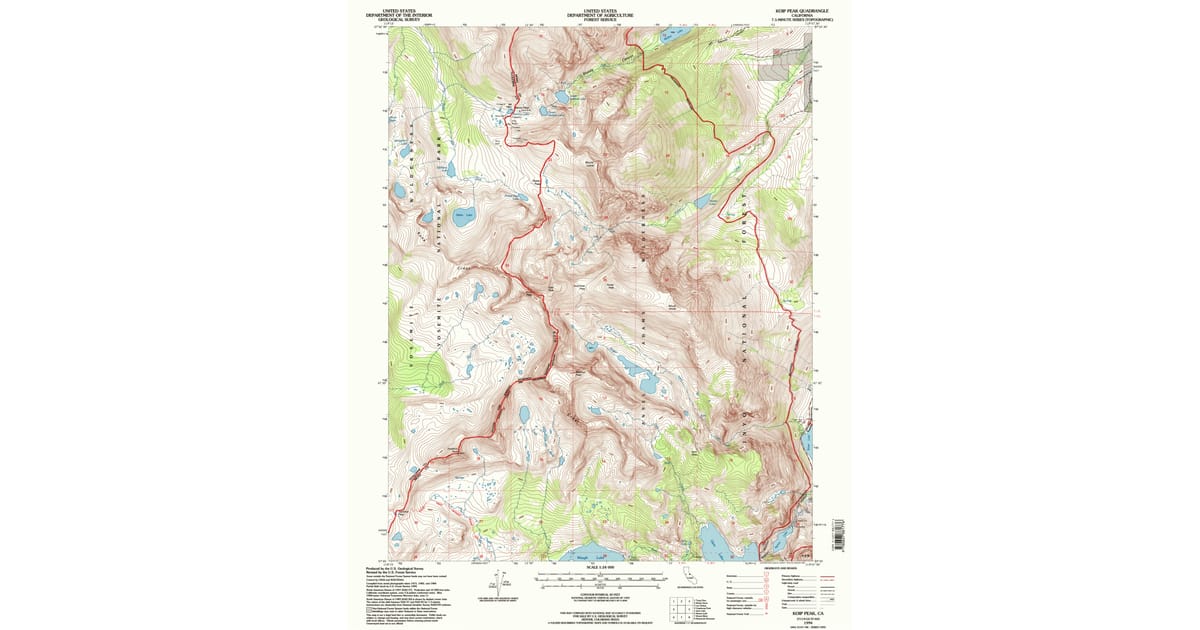 1994 Map of Koip Peak, Mono County, CA — High-Res | Pastmaps