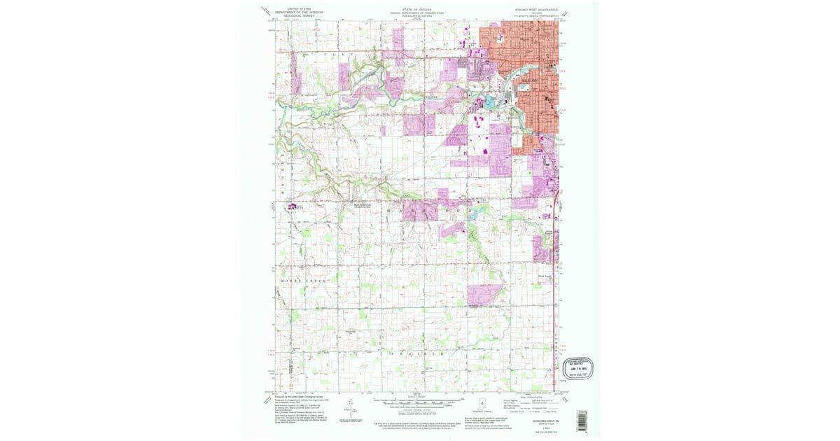 1992 Map of Kokomo West, Howard County, IN — High-Res | Pastmaps