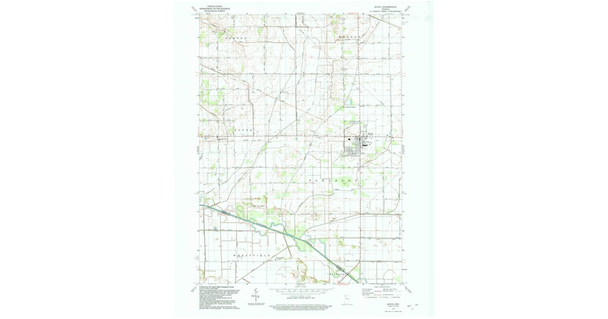1992 Map of Kouts, IN — High-Res | Pastmaps
