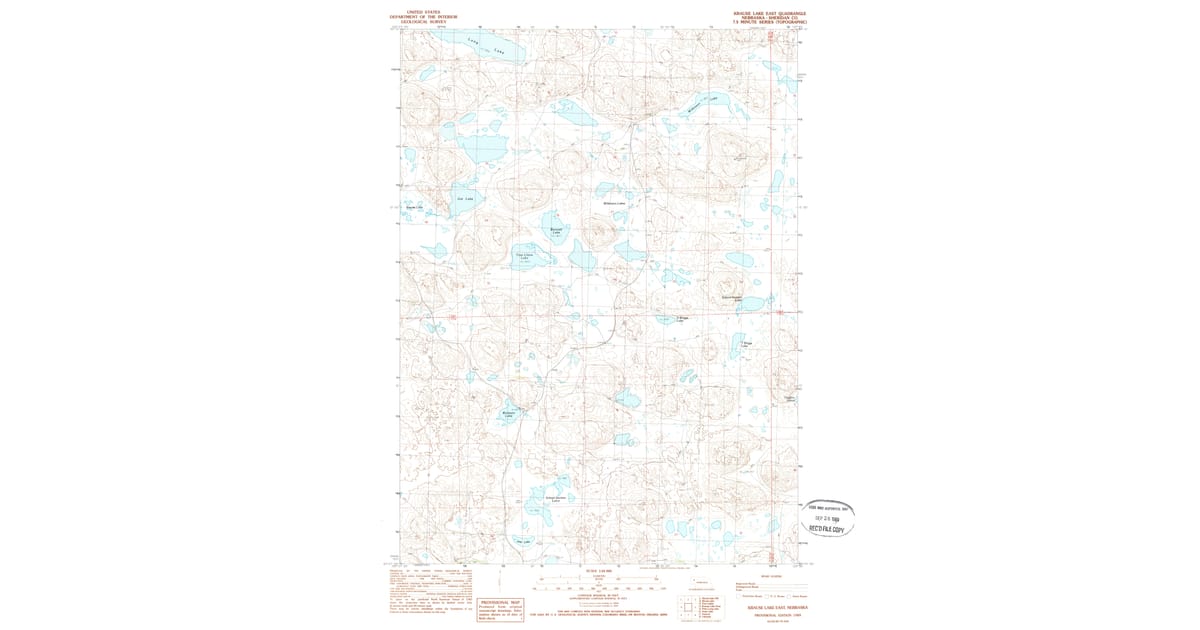 1989 Map of Krause Lake East, Sheridan County, NE — High-Res | Pastmaps