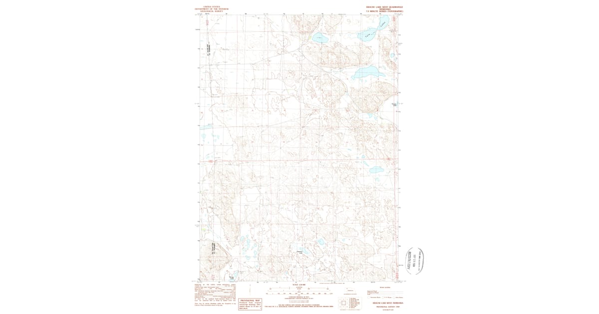 1989 Map of Krause Lake West, Sheridan County, NE — High-Res | Pastmaps