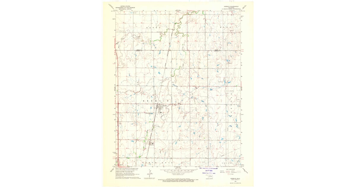 1968 Map of Kremlin, OK — High-Res | Pastmaps