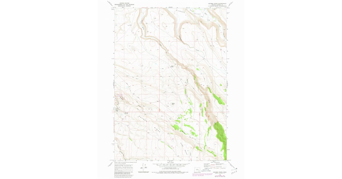 1968 Map of Krumbo Ridge, Harney County, OR — High-Res, 1980 Print ...