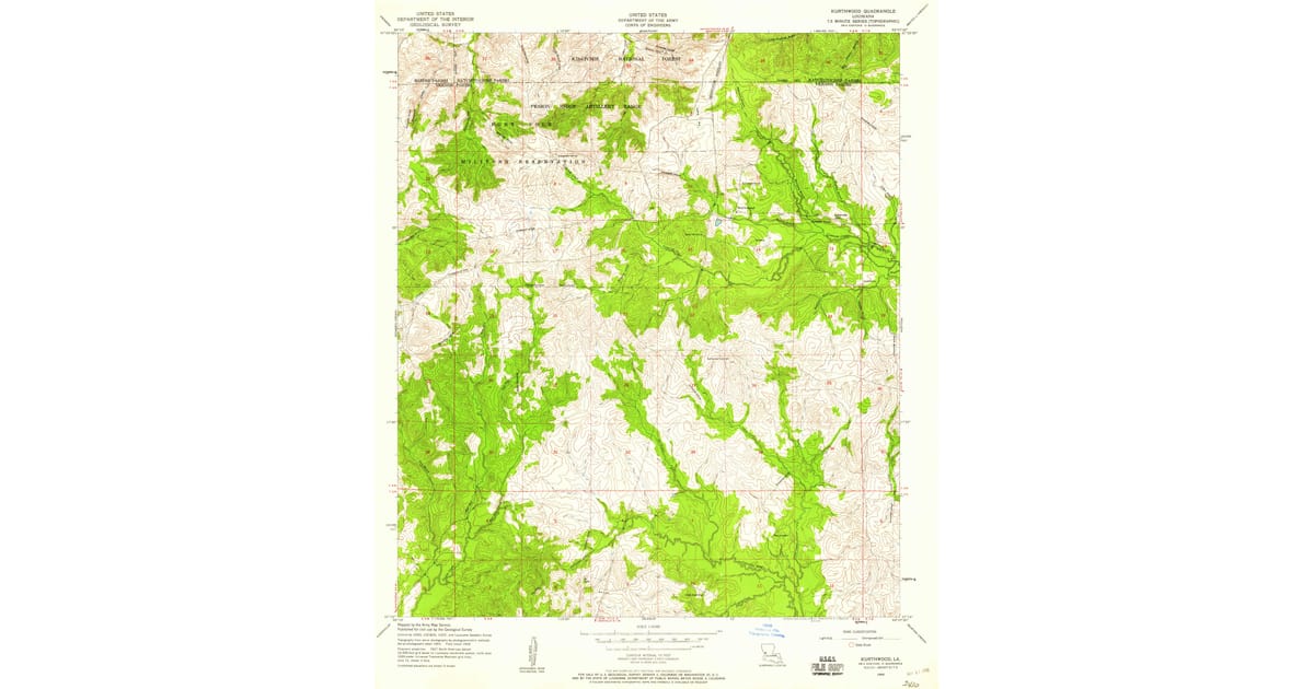 1954 Map of Kurthwood, Vernon Parish, LA — High-Res | Pastmaps