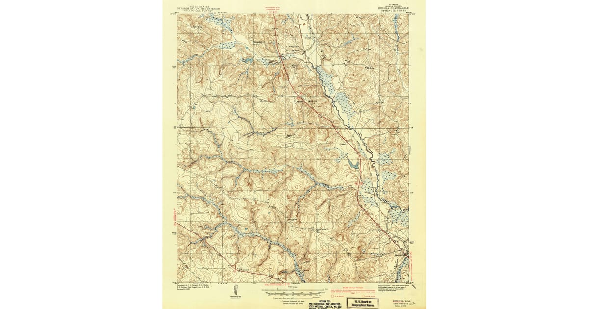1942 Map of Kushla, Mobile County, AL — High-Res | Pastmaps