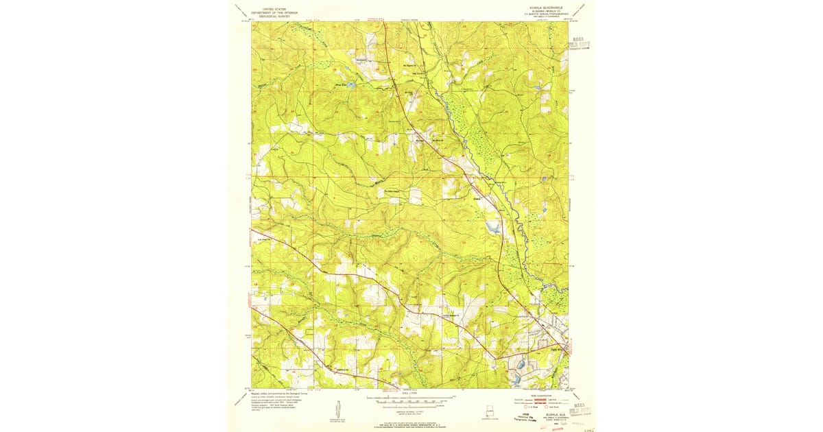 1953 Map of Kushla, Mobile County, AL — High-Res | Pastmaps