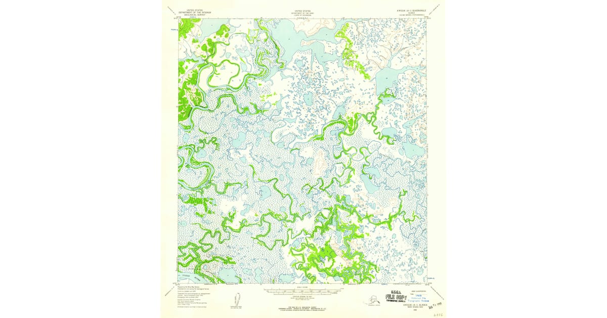 1952 Map of Kwiguk A-1, Kusilvak Borough, AK — High-Res | Pastmaps