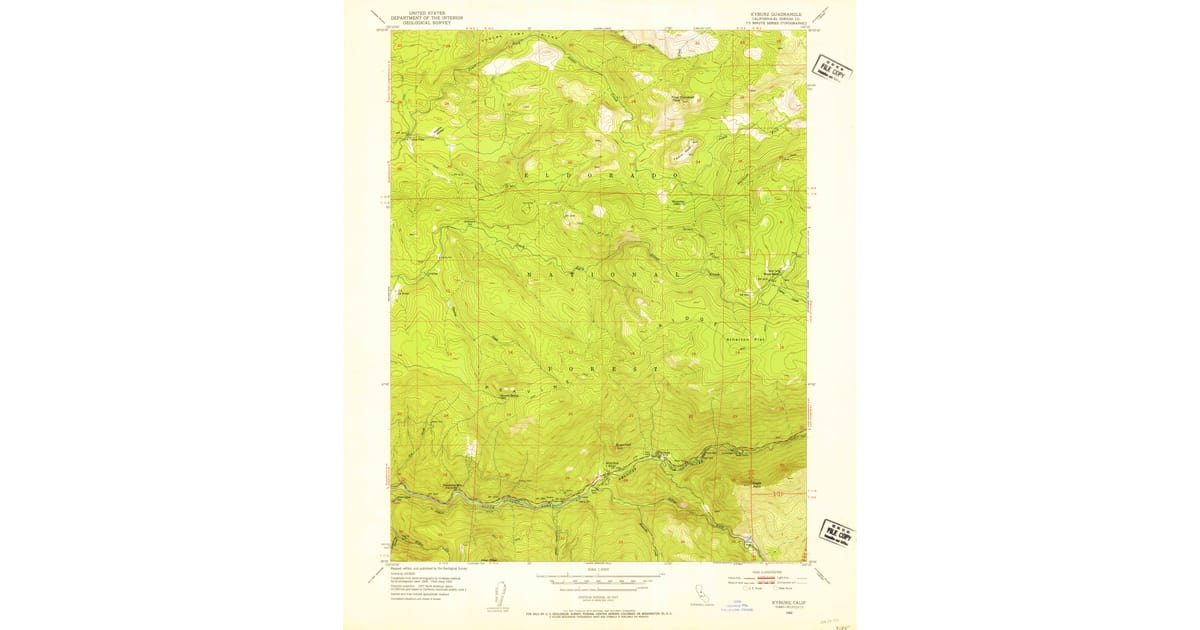 1952 Map of Kyburz, El Dorado County, CA — High-Res | Pastmaps