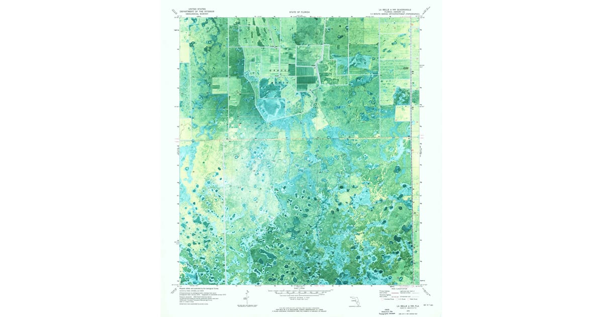 1970 Map of La Belle 4 NW, Hendry County, FL — High-Res | Pastmaps