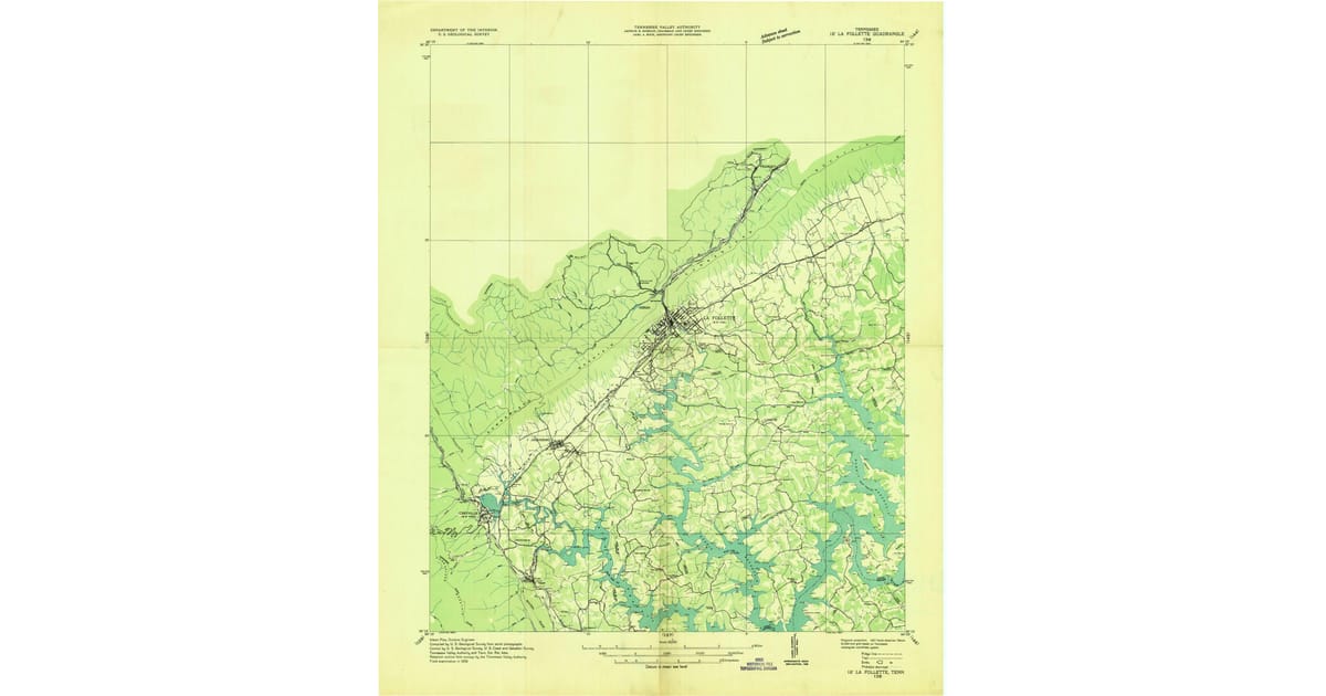 1936 Map of La Follette, TN — High-Res | Pastmaps