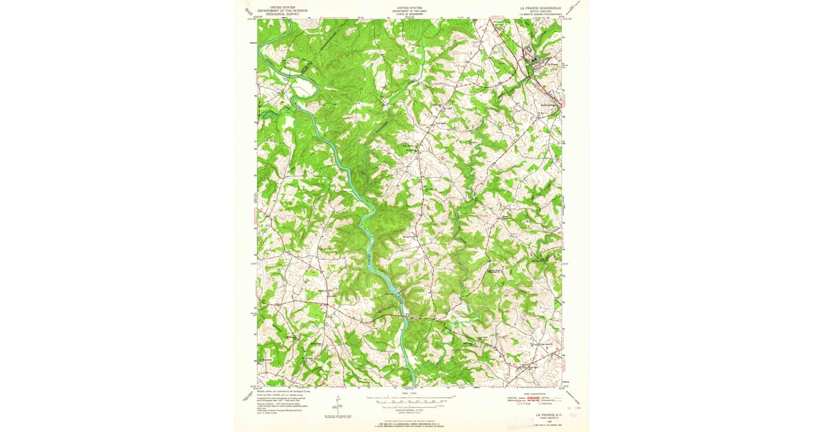1950 Map of La France, SC — High-Res | Pastmaps