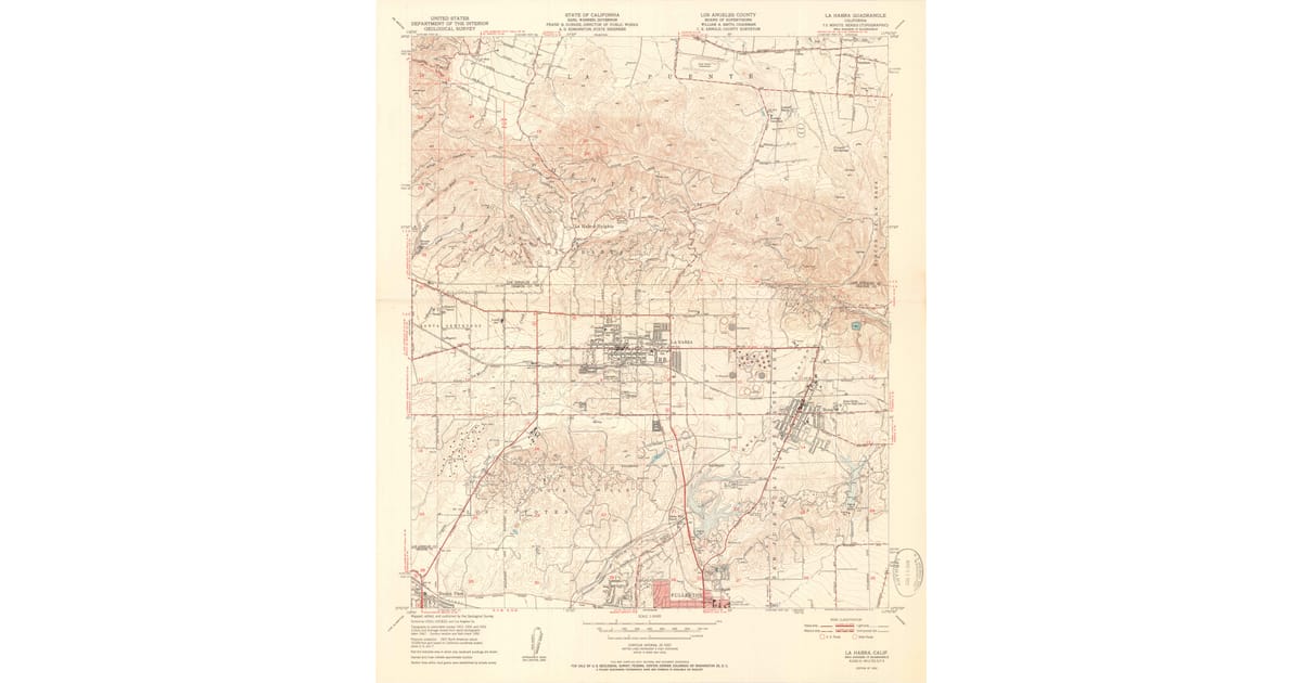 1952 Map of La Habra, CA — High-Res, 1952 Print #2 | Pastmaps