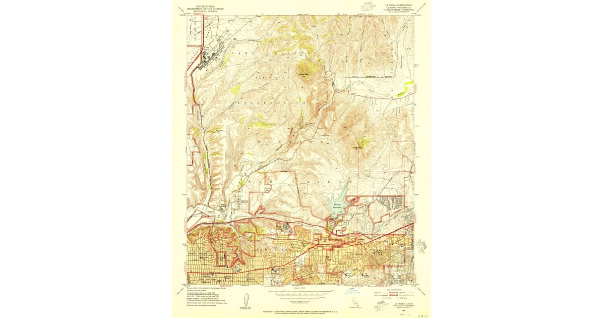 1953 Map of La Mesa, CA — High-Res | Pastmaps
