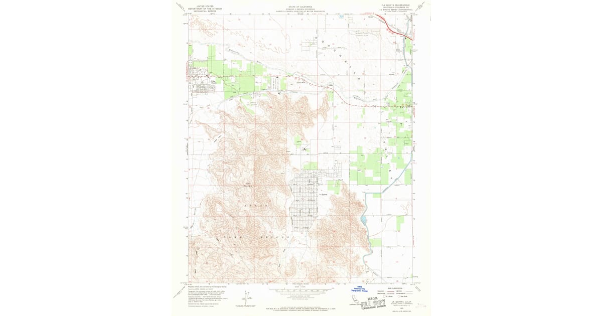 1959 Map of La Quinta, CA — High-Res, 1968 Print | Pastmaps