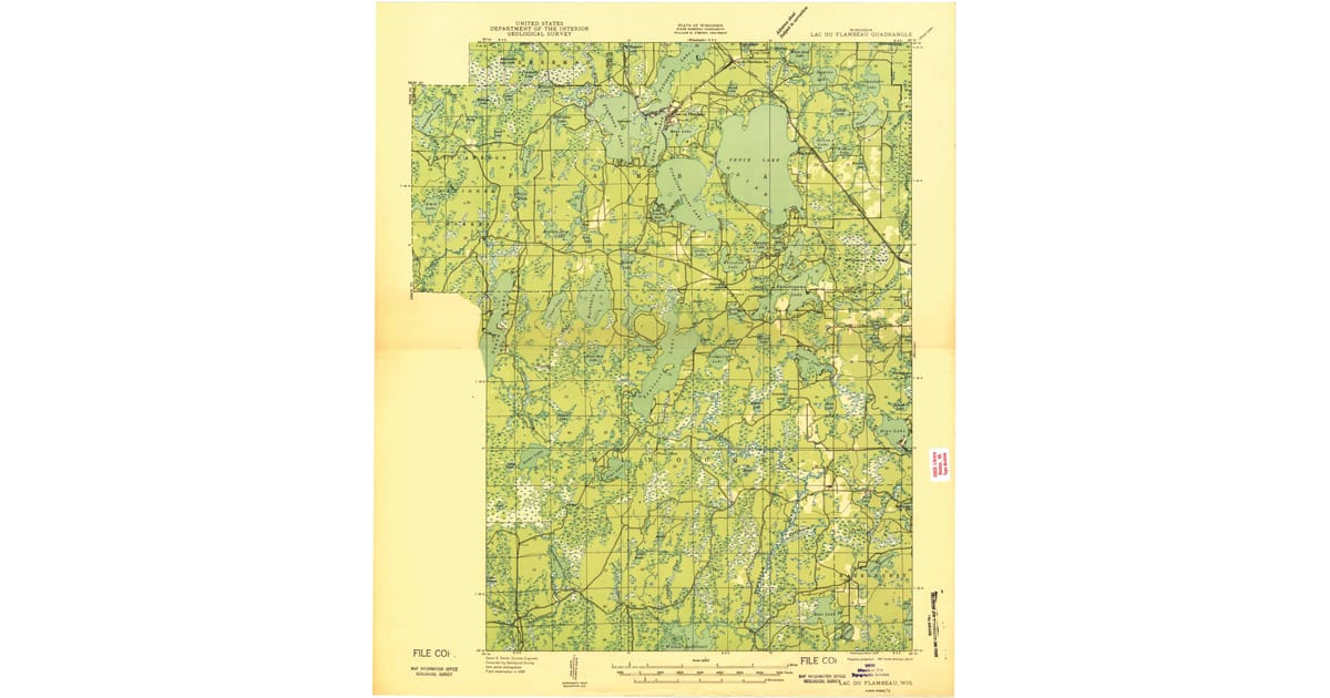 1939 Map of Lac Du Flambeau, Oneida County, WI — High-Res | Pastmaps