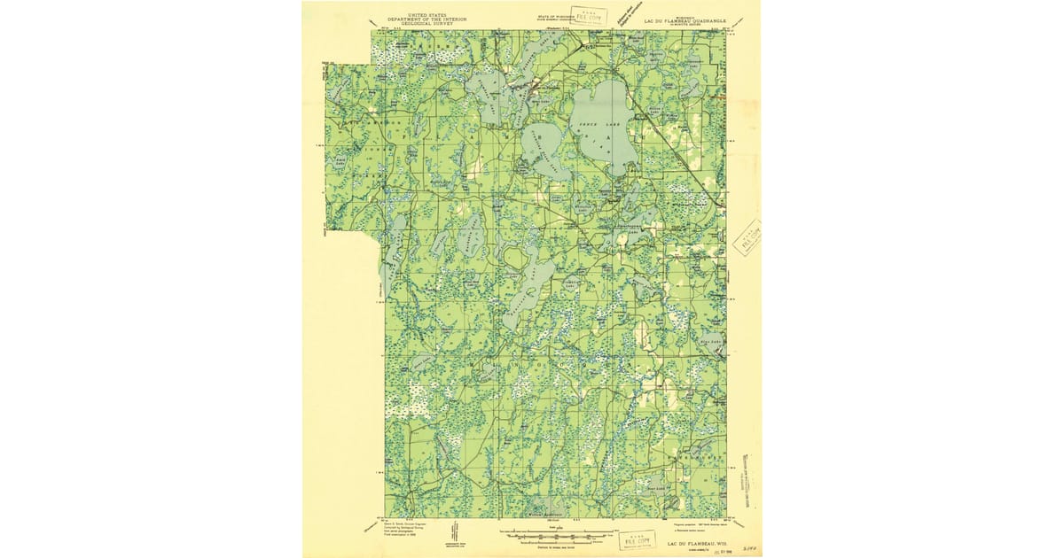 1946 Map of Lac Du Flambeau, Oneida County, WI — High-Res | Pastmaps