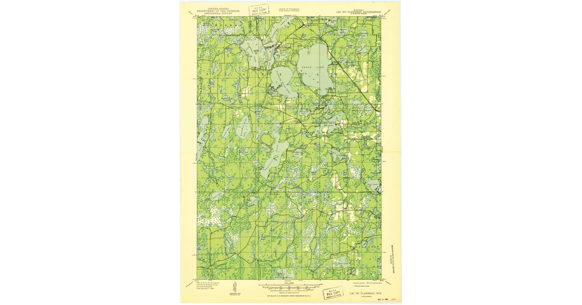 1950 Map of Lac Du Flambeau, Oneida County, WI — High-Res | Pastmaps