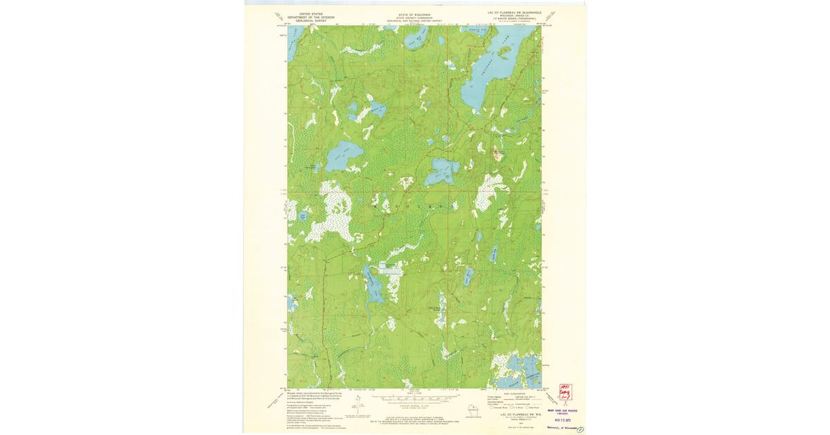 1971 Map of Lac Du Flambeau SW, Oneida County, WI — High-Res | Pastmaps