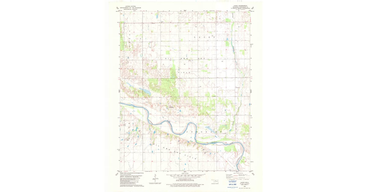 1982 Map of Lacey, Kingfisher County, OK — High-Res | Pastmaps