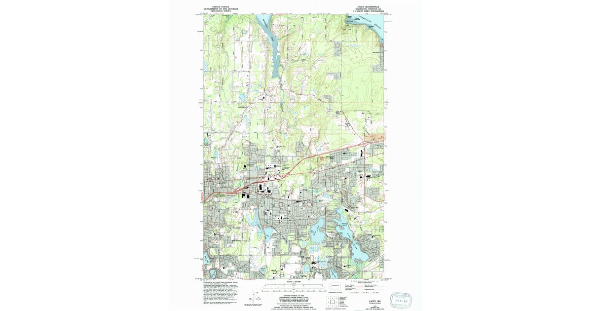 1959 Map of Lacey, WA — High-Res, 1994 Print | Pastmaps