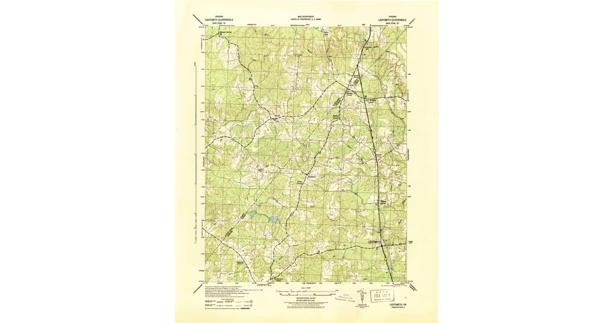 1942 Map of Ladysmith, Caroline County, VA — High-Res | Pastmaps