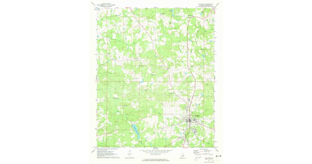 1971 Map of Lafayette, Chambers County, AL — High-Res | Pastmaps