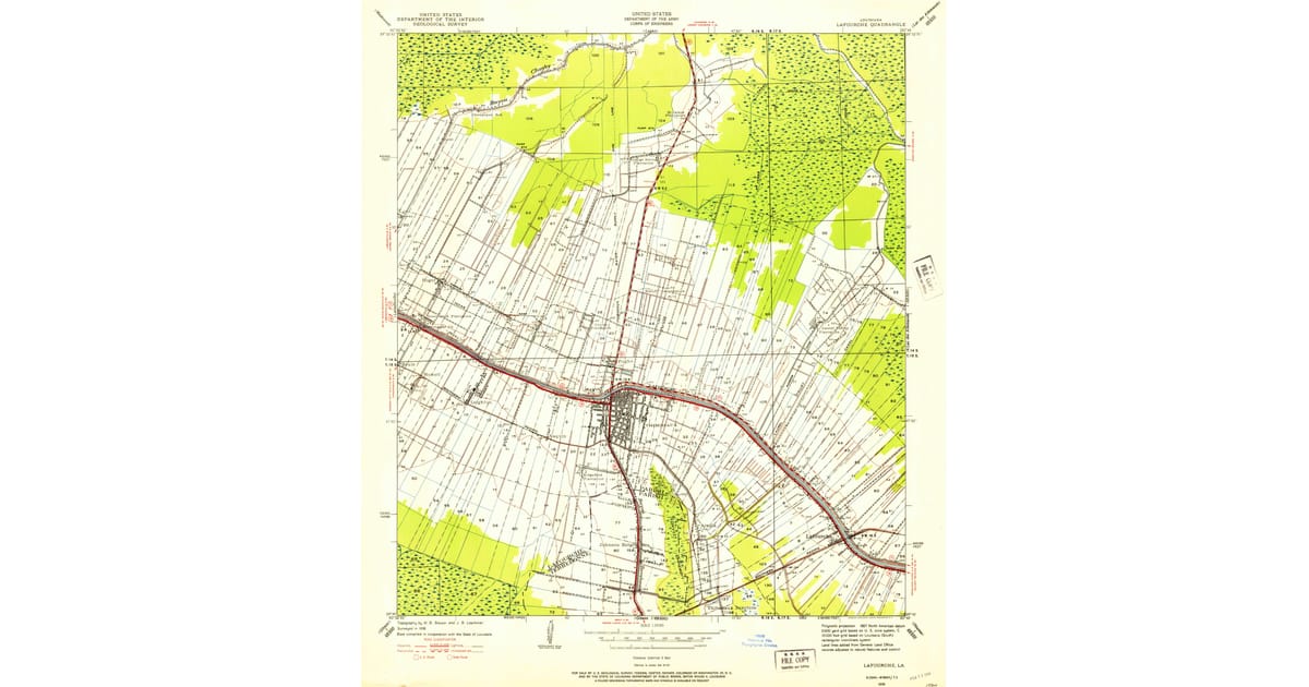 1938 Map of Lafourche, Lafourche Parish, LA — High-Res | Pastmaps