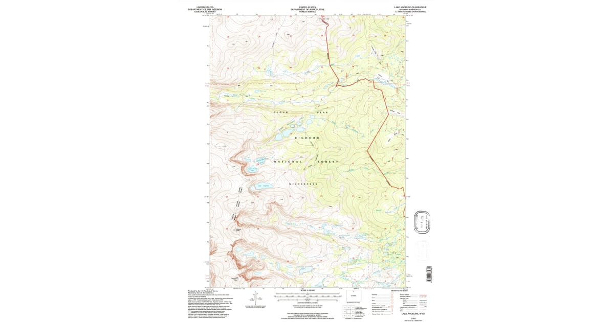 1993 Map of Lake Angeline, Johnson County, WY — High-Res | Pastmaps