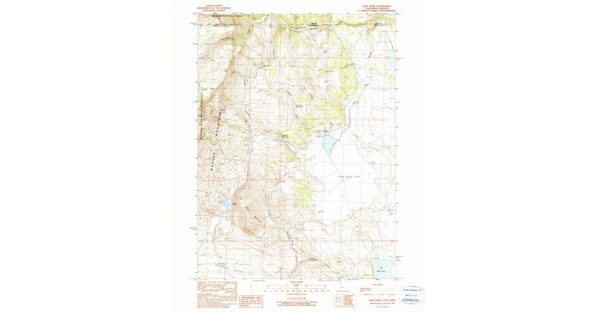 1990 Map of Lake Annie, Modoc County, CA — High-Res | Pastmaps