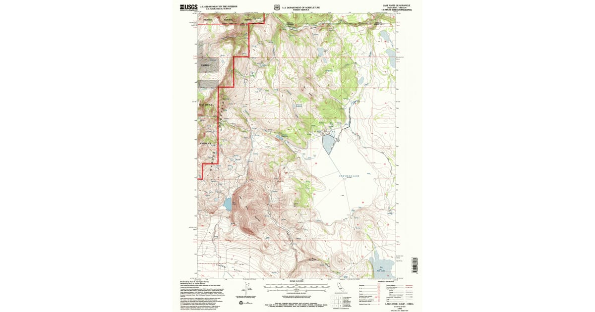 1993 Map of Lake Annie, Modoc County, CA — High-Res | Pastmaps