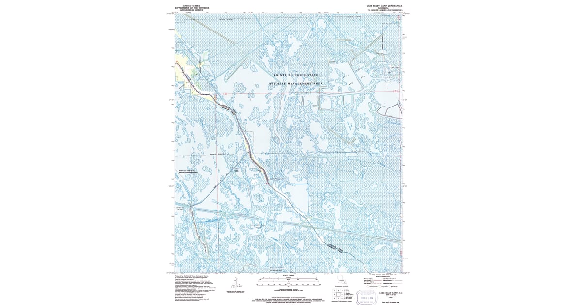 1994 Map of Lake Bully Camp, Lafourche Parish, LA — High-Res | Pastmaps