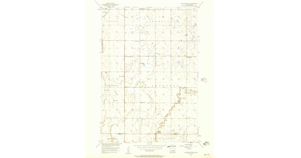 1956 Map of Lake Byron NW, Spink County, SD — High-Res | Pastmaps