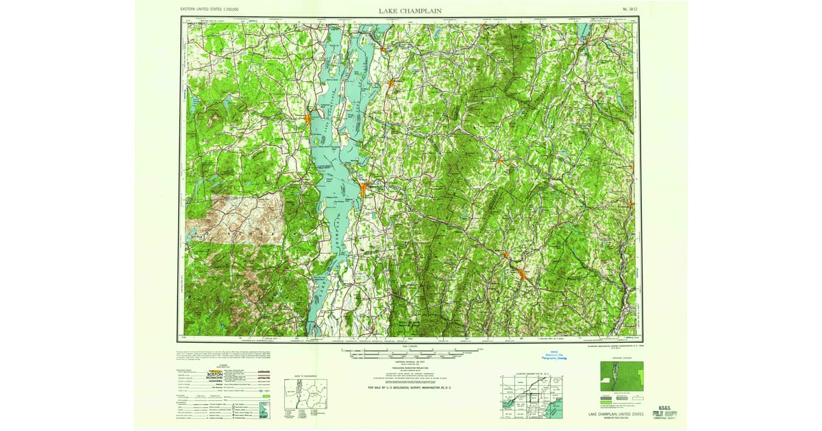 1958 Map of Lake Champlain, Essex County, NY — High-Res, 1958 Print #2 ...