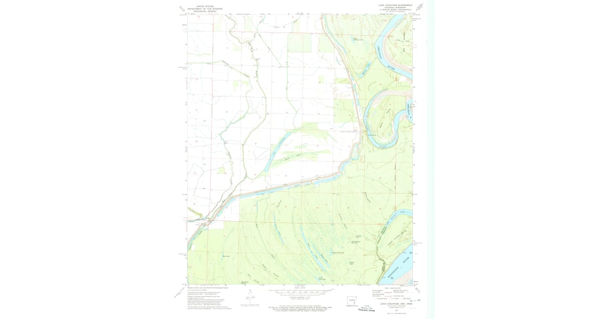1972 Map of Lake Cheatham, Desha County, AR — High-Res | Pastmaps