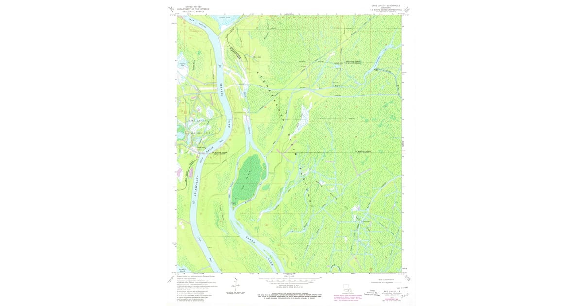 1970 Map of Lake Chicot, Iberia Parish, LA — High-Res, 1980 Print ...