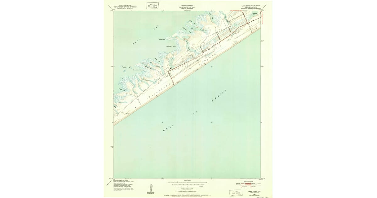 1943 Map of Lake Como, Galveston County, TX — High-Res, 1952 Print ...
