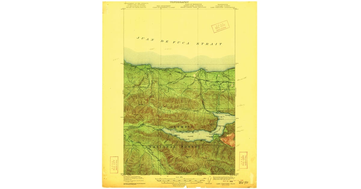 1922 Map of Lake Crescent, Clallam County, WA — High-Res | Pastmaps